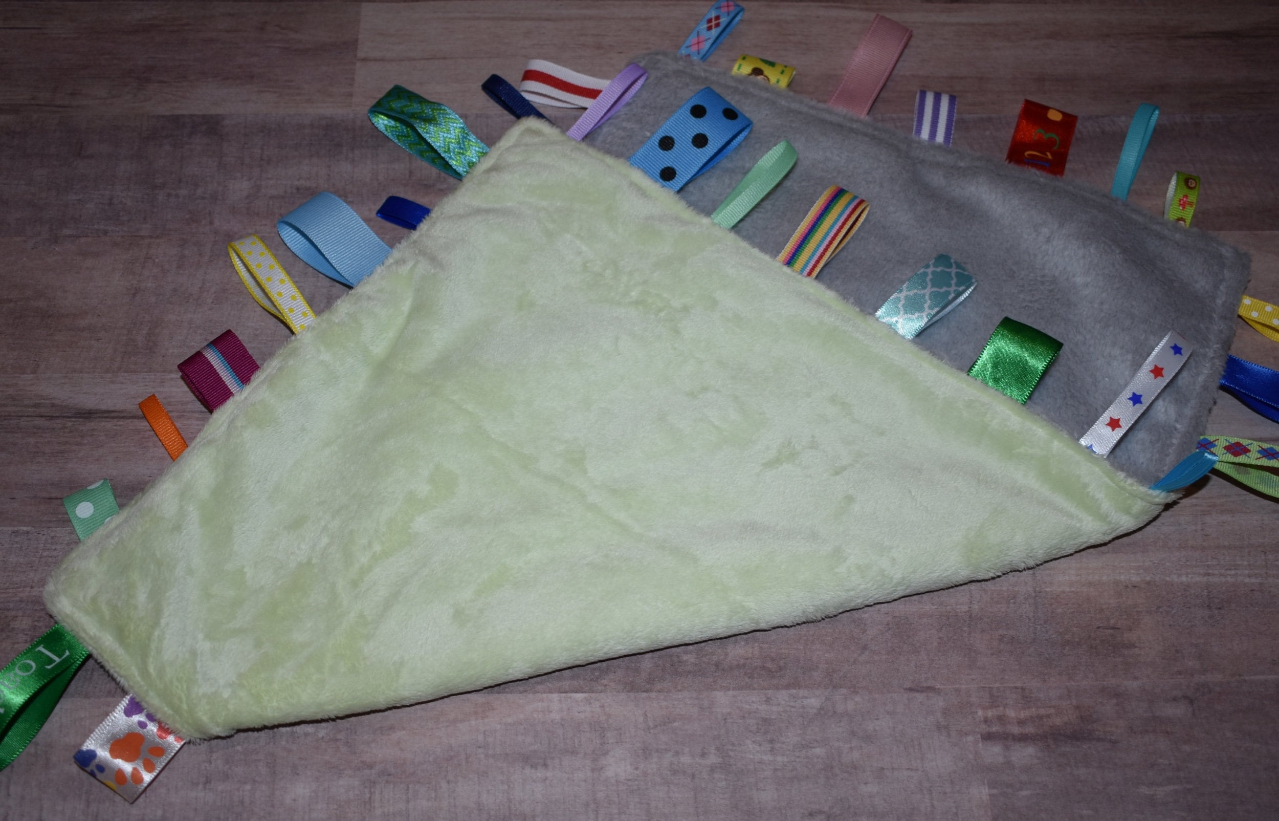 Lovies With Ribbons Blue/gray or Green/grey Minkie Tag Lovie Boy Tag ...