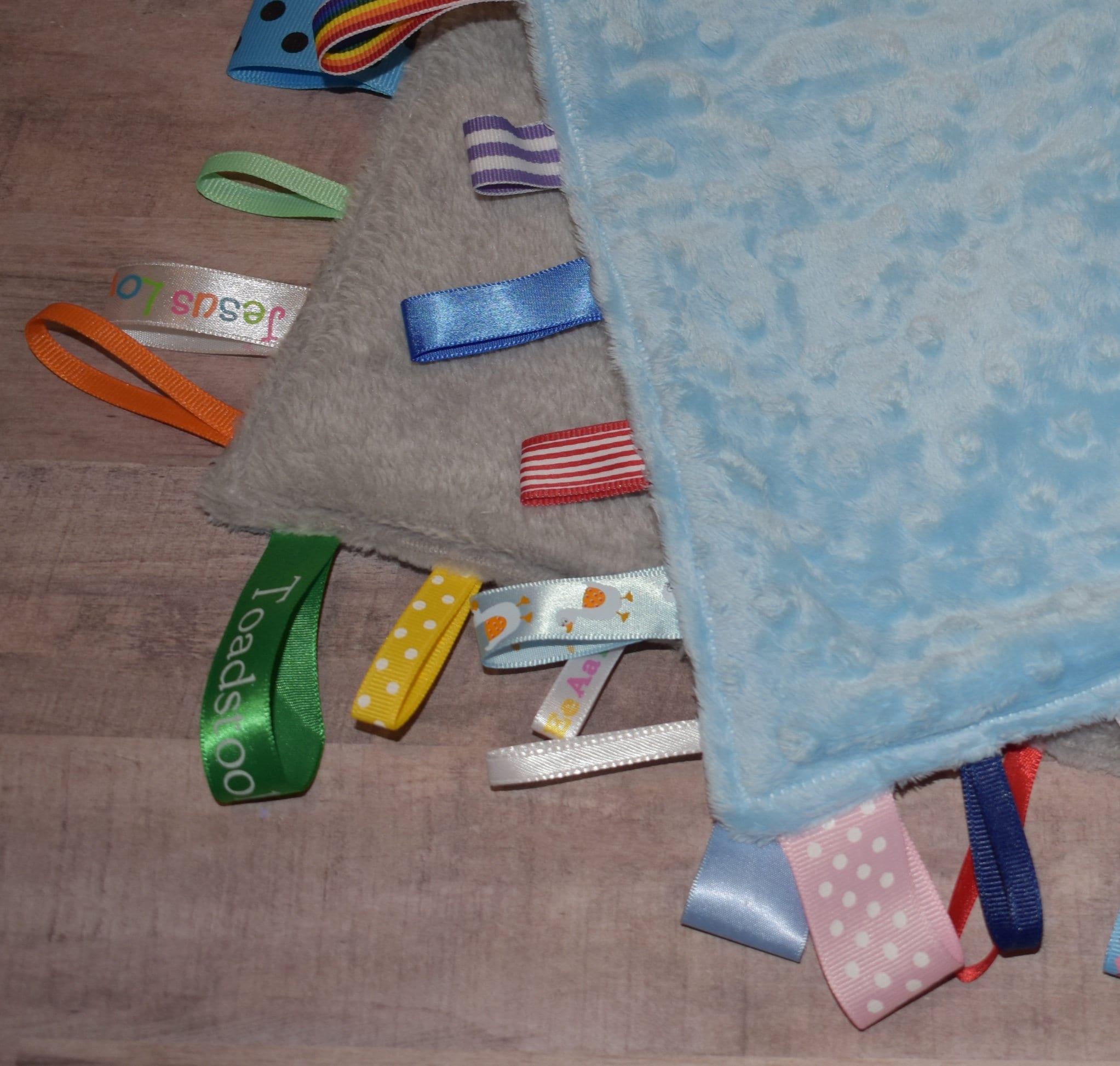 Lovies With Ribbons Blue/gray or Green/grey Minkie Tag Lovie Boy Tag ...