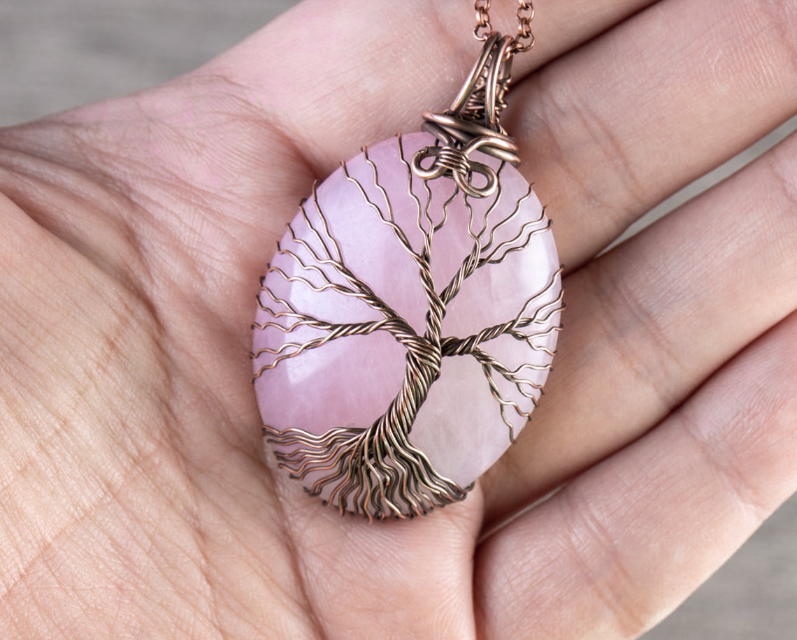 Rose quartz necklace rose quartz jewelry love necklace healing | Etsy