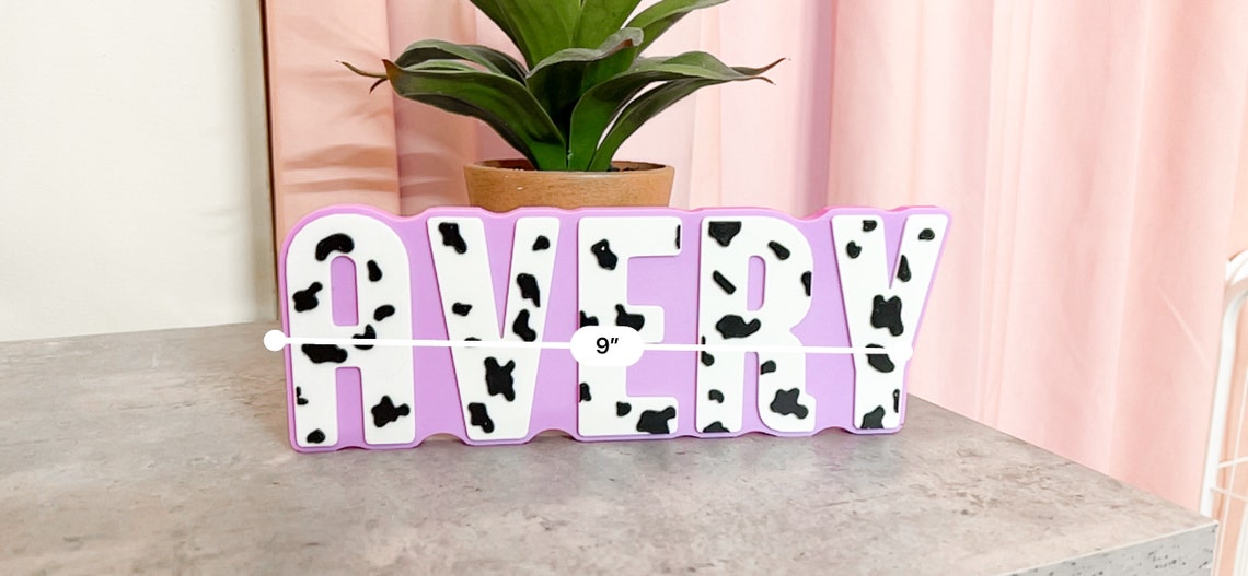 Custom 3D Cow Print Name Plate | Cow Print Name Sign | Name Plate Gift ...