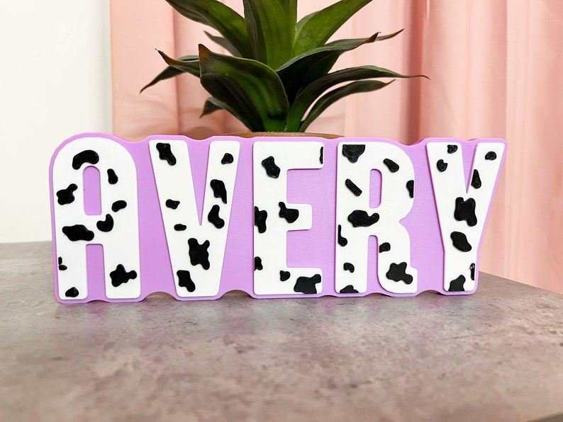 Custom 3D Cow Print Name Plate | Cow Print Name Sign | Name Plate Gift ...