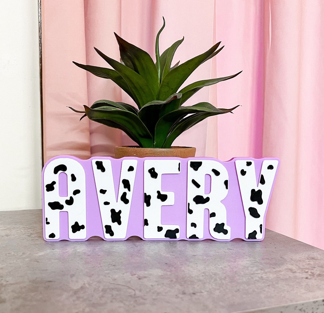 Custom 3D Cow Print Name Plate | Cow Print Name Sign | Name Plate Gift ...