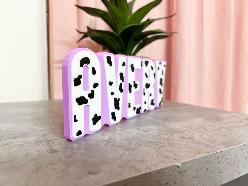 Custom 3D Cow Print Name Plate | Cow Print Name Sign | Name Plate Gift ...