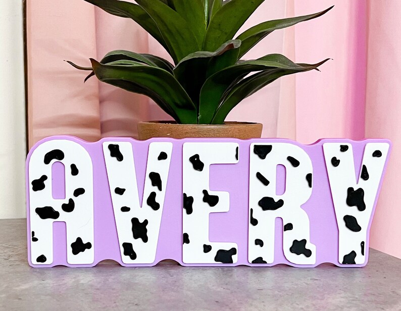 Custom 3D Cow Print Name Plate | Cow Print Name Sign | Name Plate Gift ...