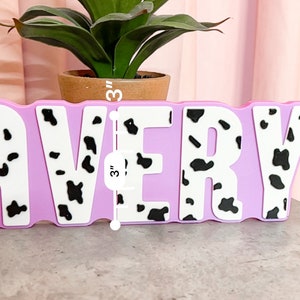 Custom 3D Cow Print Name Plate | Cow Print Name Sign | Name Plate Gift ...
