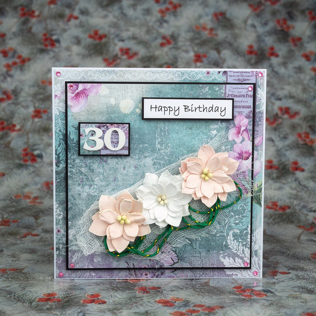 Boxed 30th Birthday Card Handmade Greeting 3D Card - Happy Birthday ...