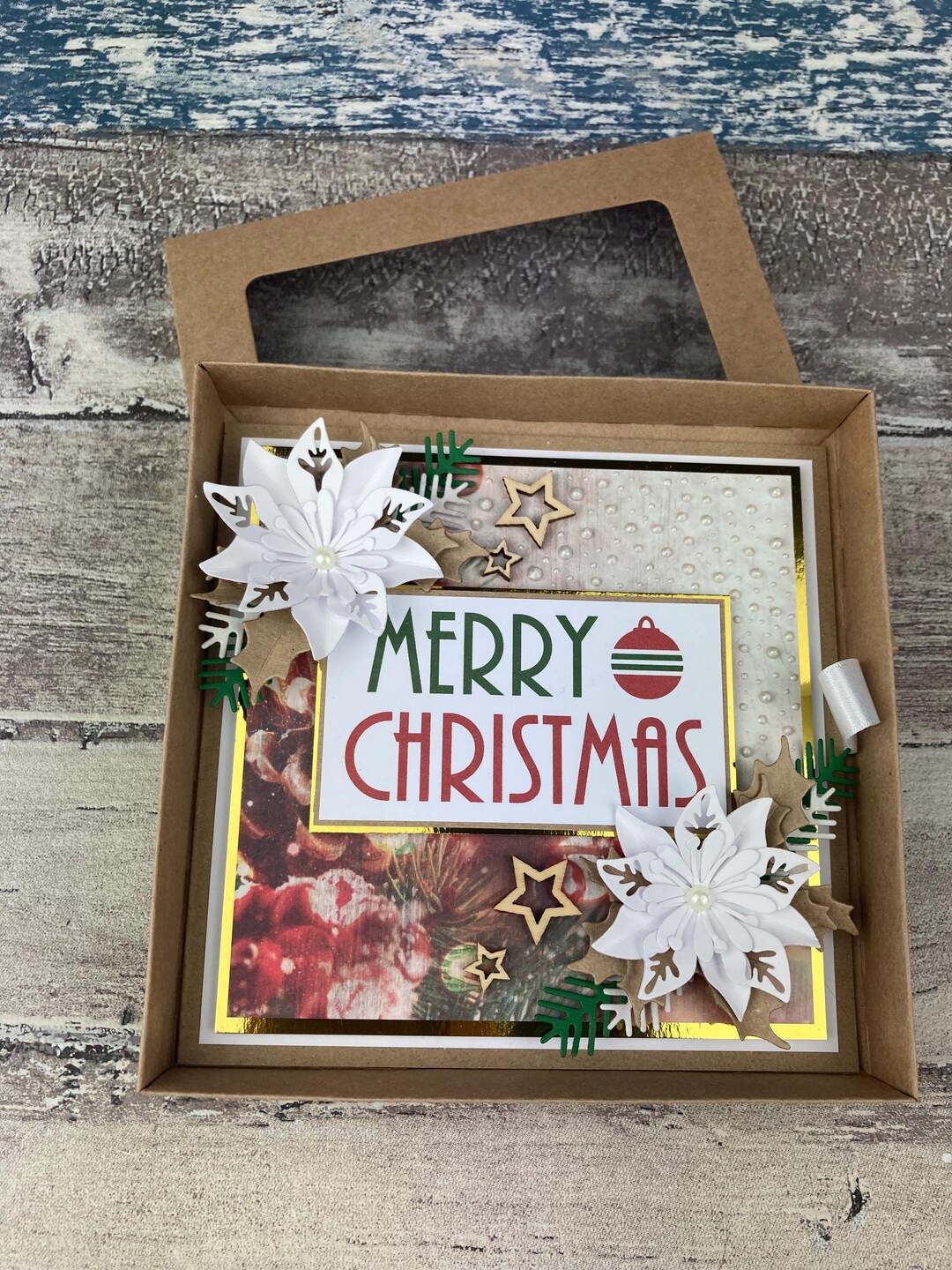 BOXED Luxury Christmas Card, Handmade Greeting 3D Card, Merry Christmas ...