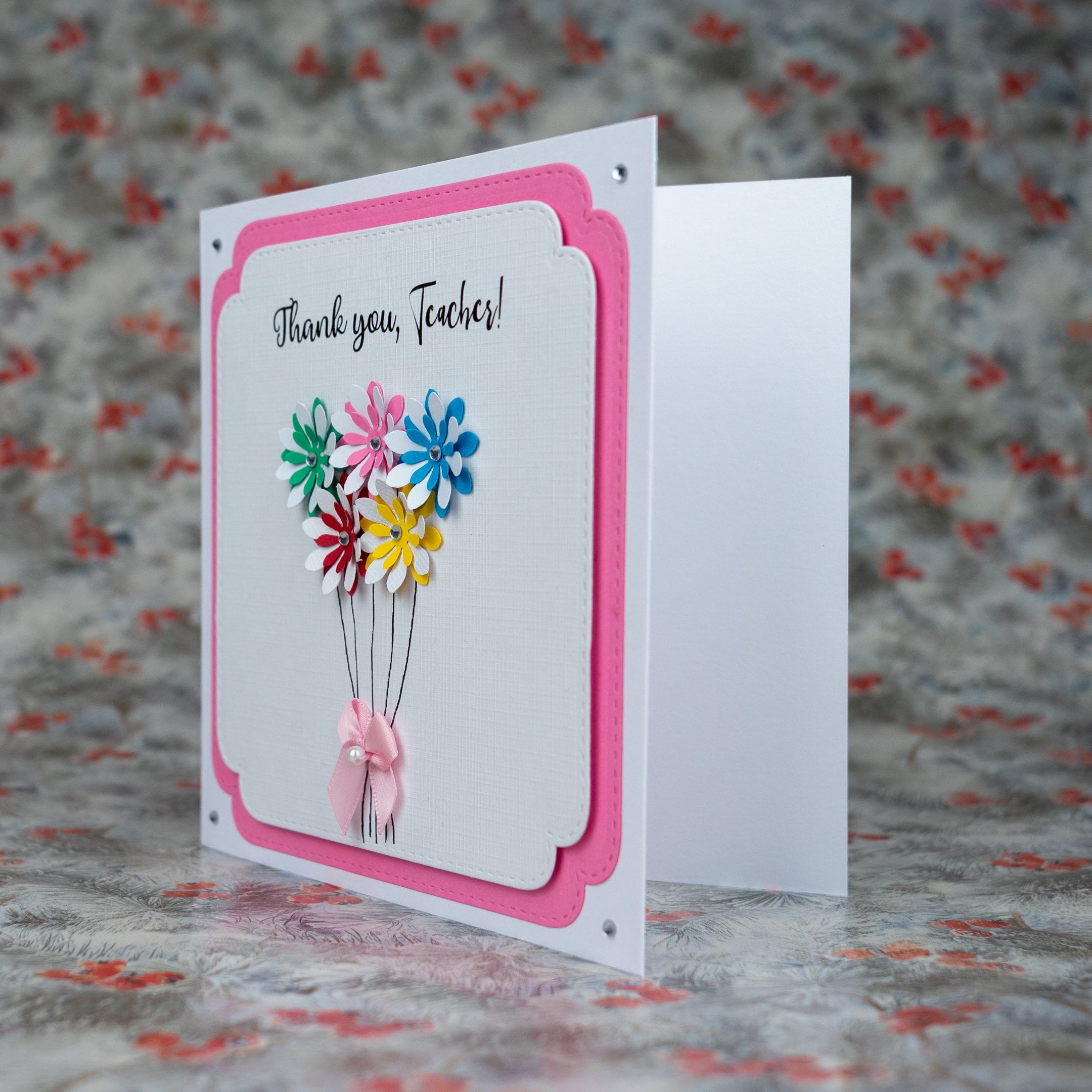 Handmade Thank You Teacher Card Flowers End of Term Cards - Etsy