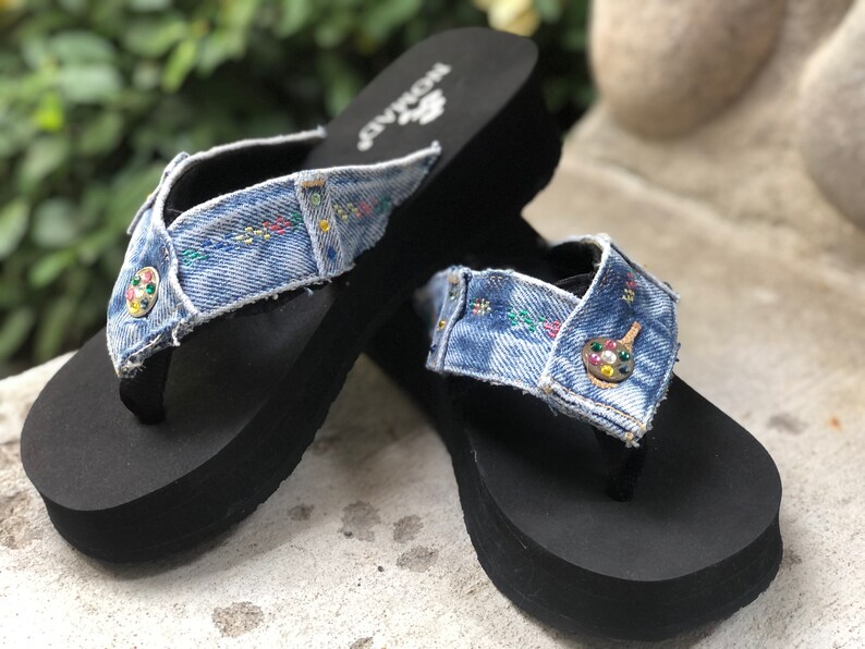 Size 7 Womens Blue Jean Sandals | Sandals | Denim Flip Flop | Womens ...