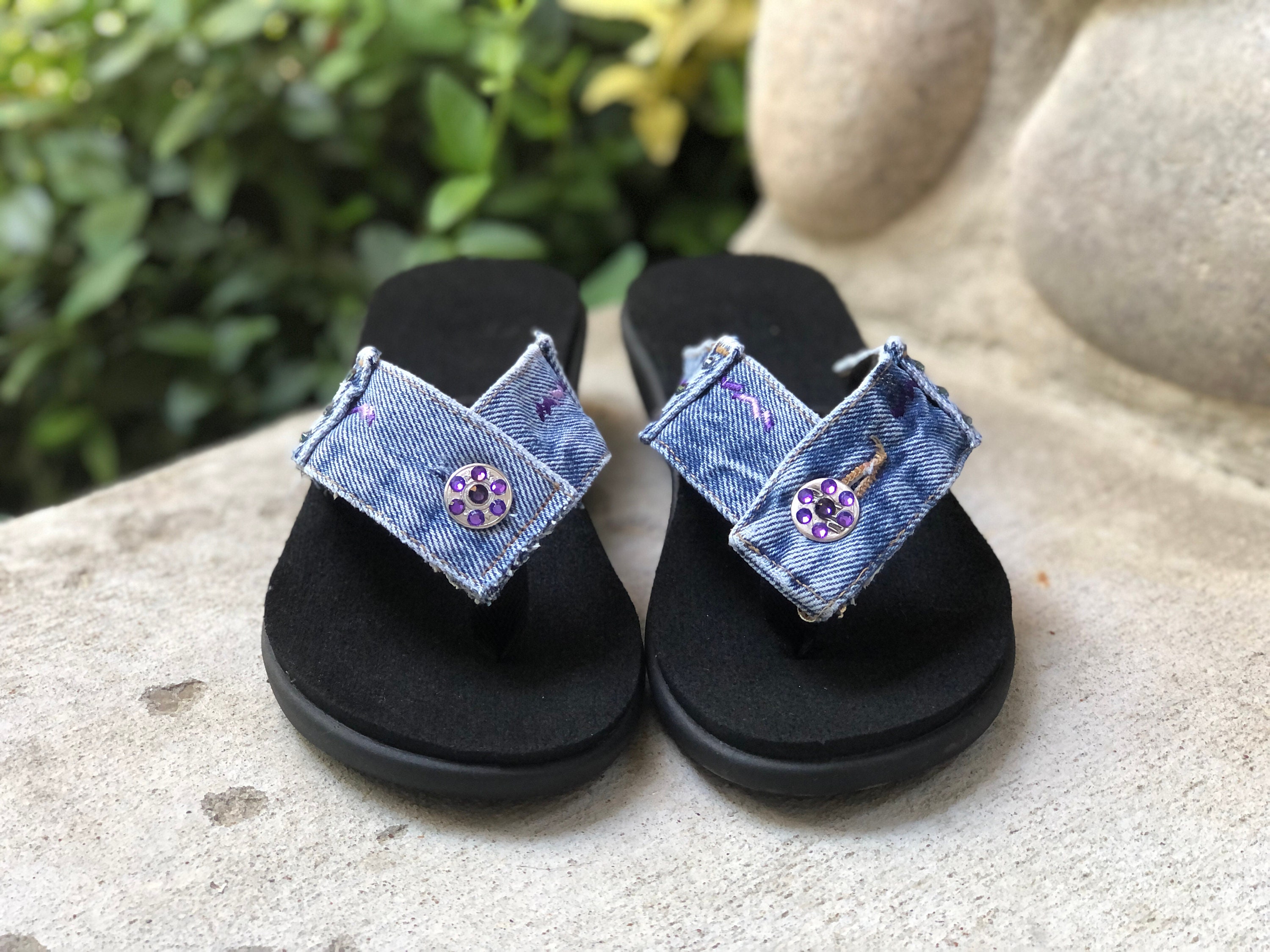 Taille 6 Sandales Jean Bleu Femme | Sandales de plage | Tongs en denim ...