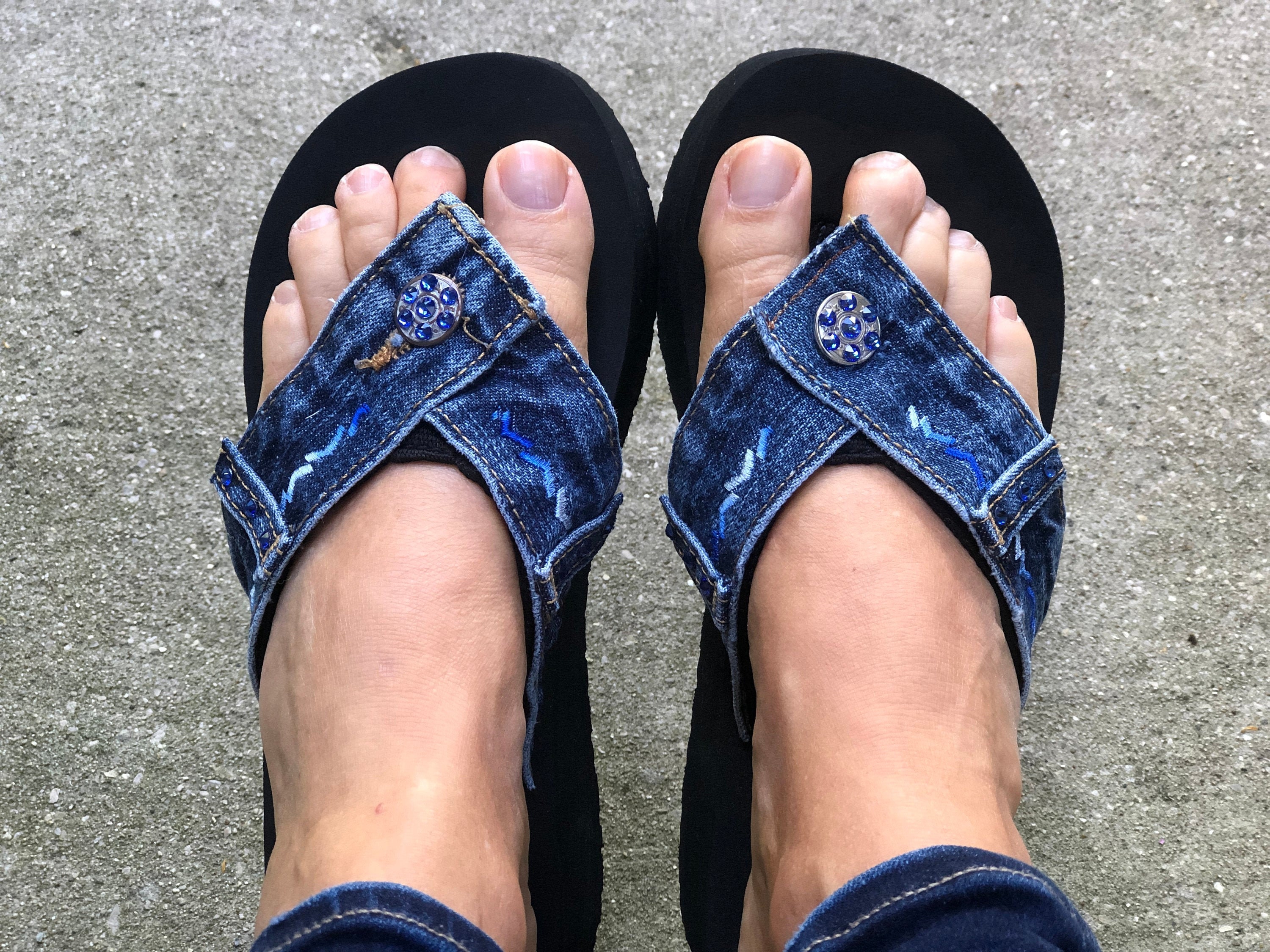 Size 7 Womens Handmade Sandals Sandal Blue Jean Flip Flop - Etsy UK
