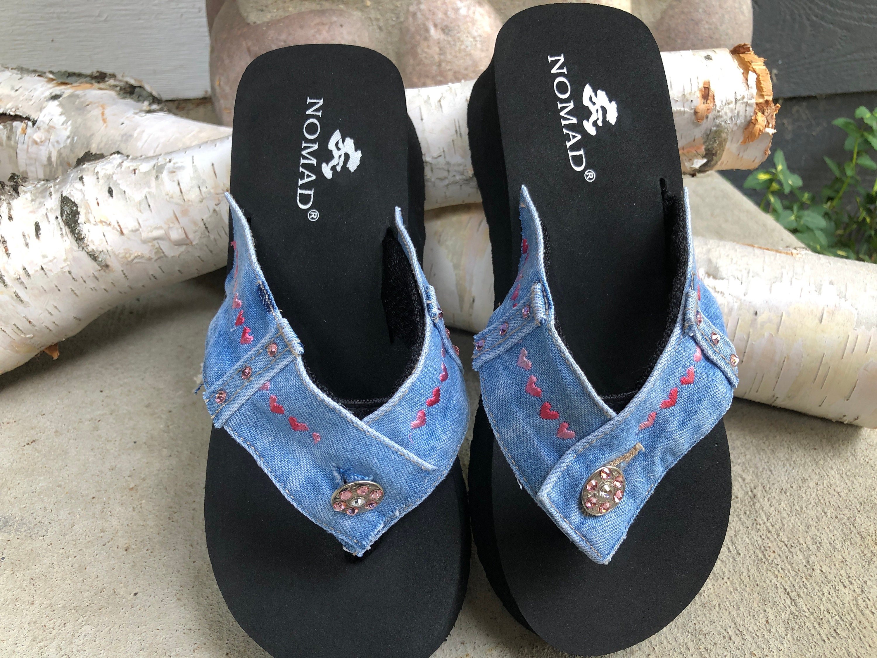 Size 6 Womens Blue Jean Sandals Sandals Denim Flip Flops Sandals Denim ...