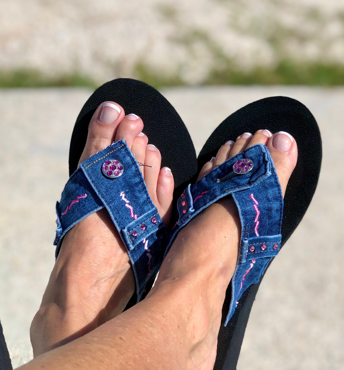 Size 11 Womens Blue Jean Sandal Denim Flip Flop Womens - Etsy