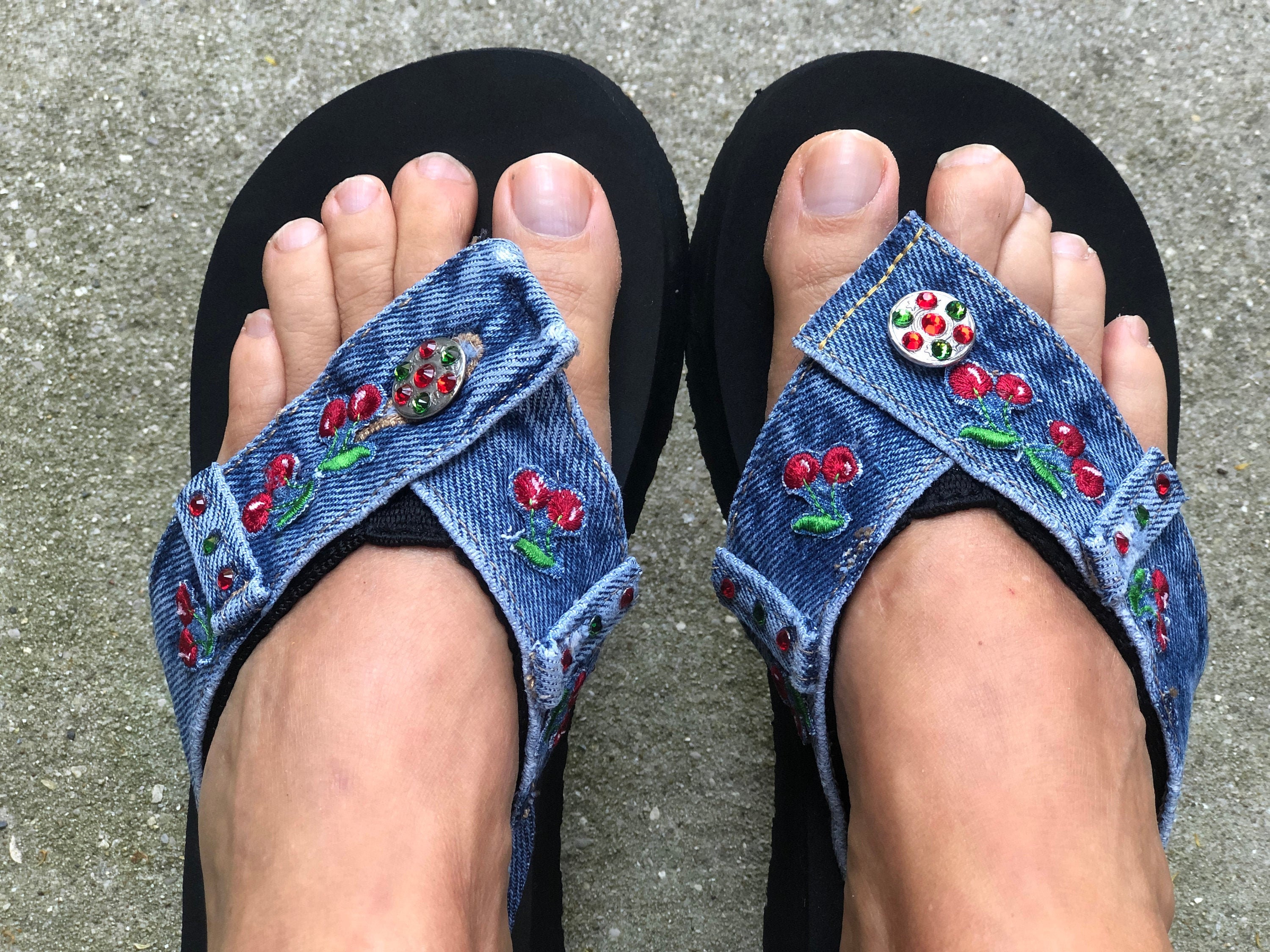 Size 8 Womens Blue Jean Sandals Sandals Denim Flip Flops Womens Sandals ...