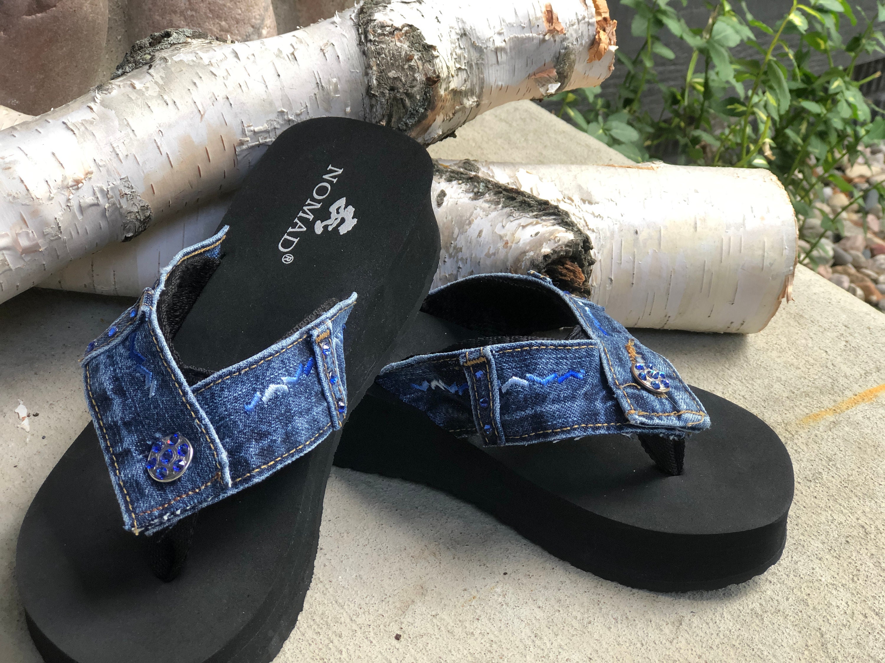 Size 7 Womens Handmade Sandals Sandal Blue Jean Flip Flop - Etsy UK