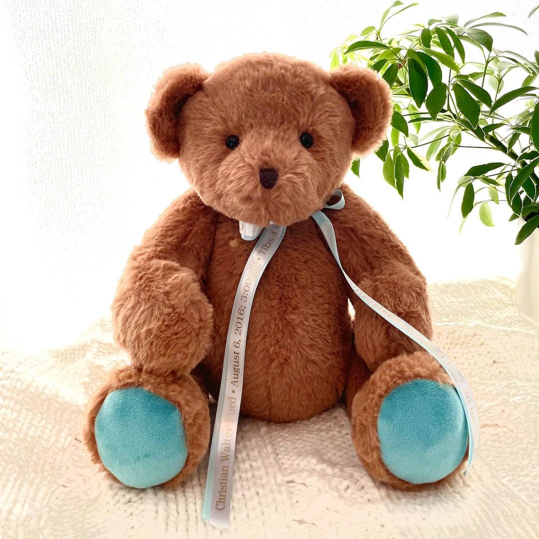 Custom Weighted Bear With Birth Stats, Personalized Newborn Gift, Baby ...