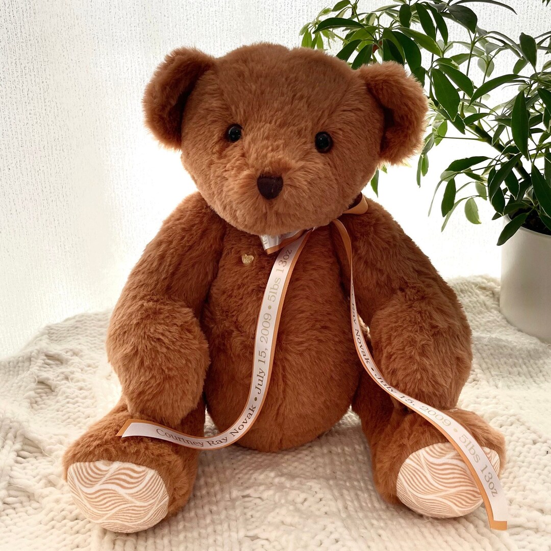 Teddy Bear Birth Statistics Stuffed Animal, Personalized Plush Bear ...