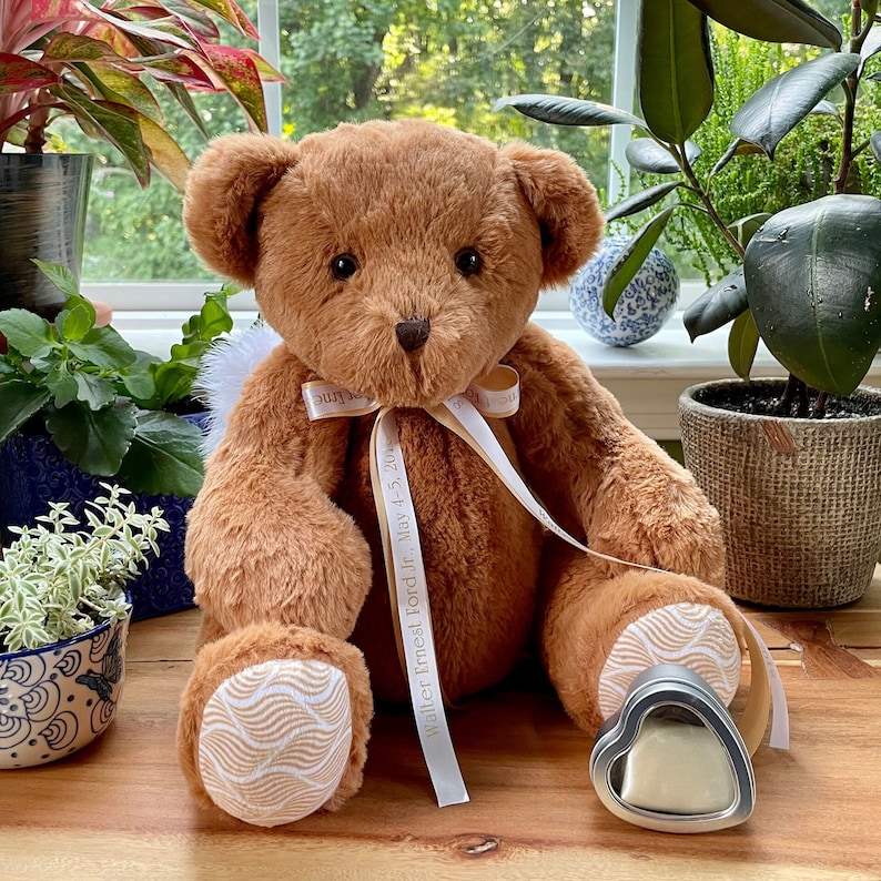 Teddy Bear Urn Custom Ribbon Urns for Human Ashes Huggable | Etsy