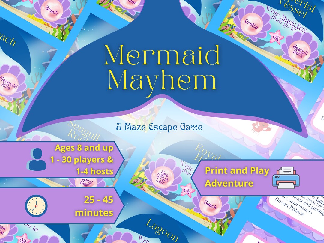 Mermaid Mayhem - an Underwater Adventure Game - Digital Print-and-play ...