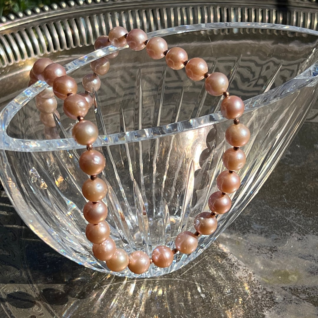 Edison Pearl Necklace, Beautiful Pink Edison Pearls Interspersed With ...