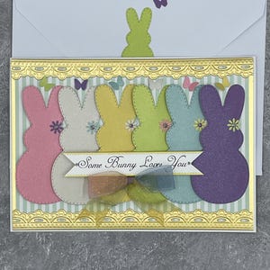 Some Bunny Loves You- Bunnies in a Row- Easel Fun Fold- Handmade Easter ...