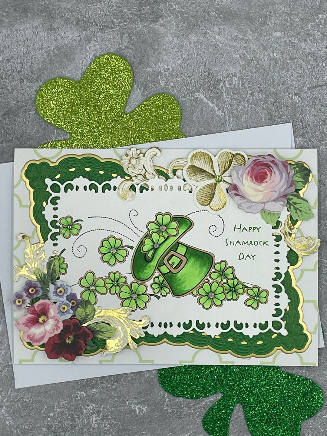 Happy Shamrock Day up Side Down Hat Handmade Saint Patrick's Day Card ...