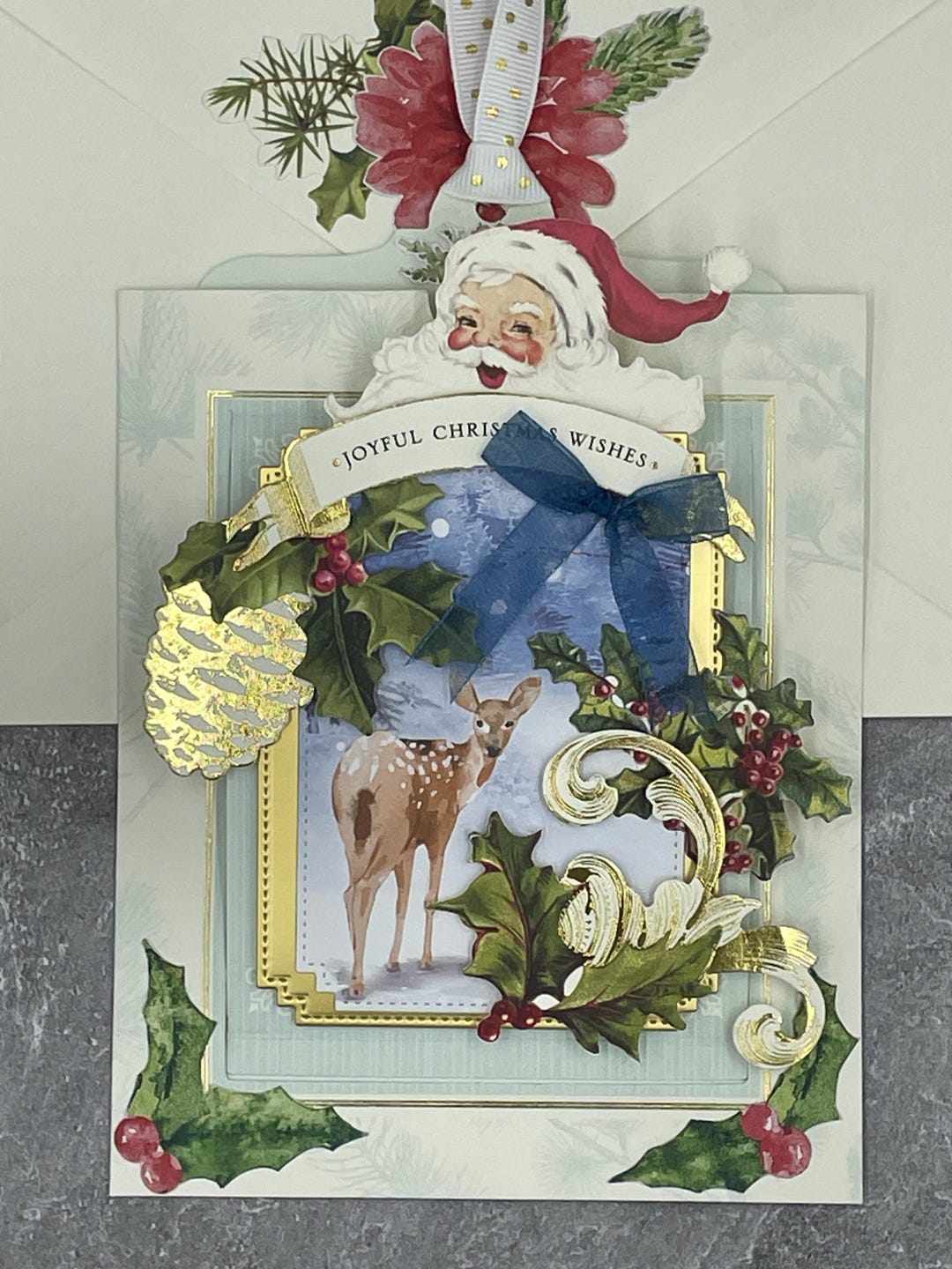 Joyful Christmas Wishes- Fun Fold Pull Tab Easel- Handmade Christmas ...