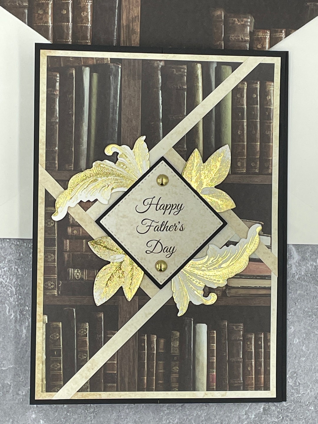 Handmade Bookshelf Father's Day Card – Fun Fold Design - Etsy