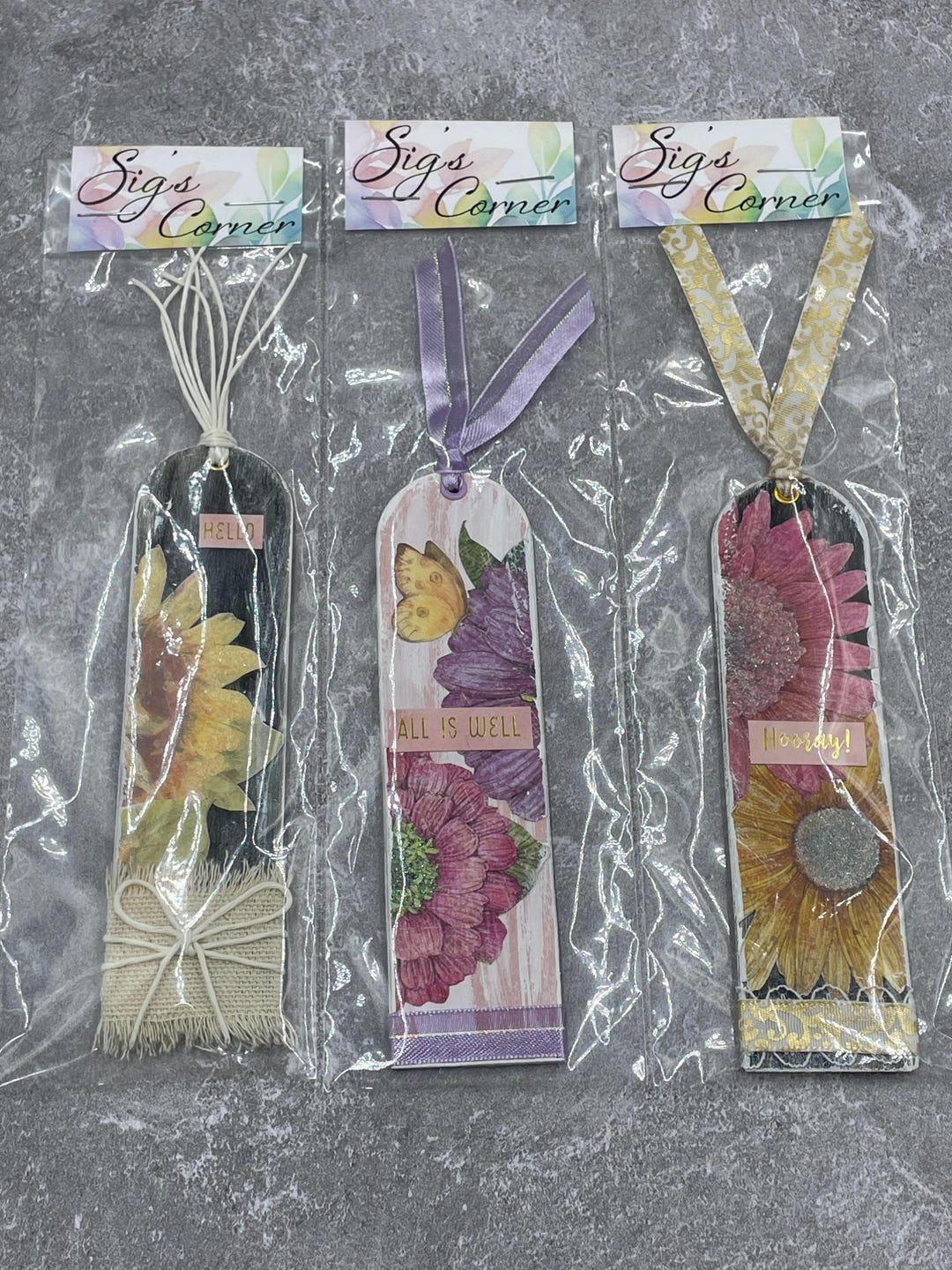 Set of Three Wooden Bookmarks With Ribbon - #13 - Stocking Stuffers ...