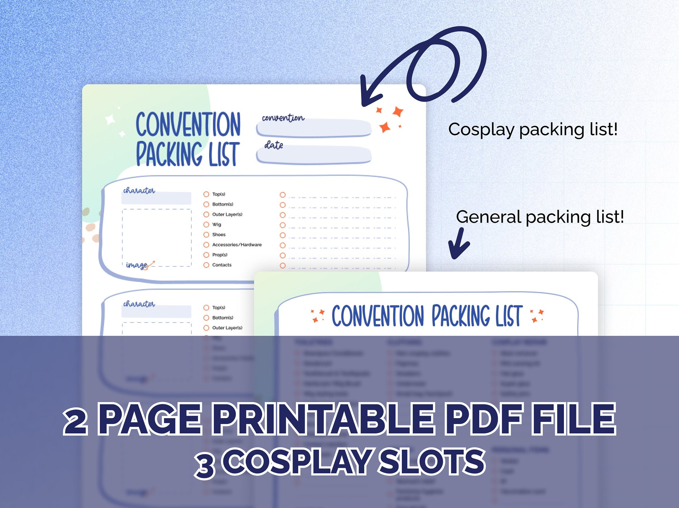 CONVENTION PACKING LIST 3 Cosplay Slots Convention Packing - Etsy