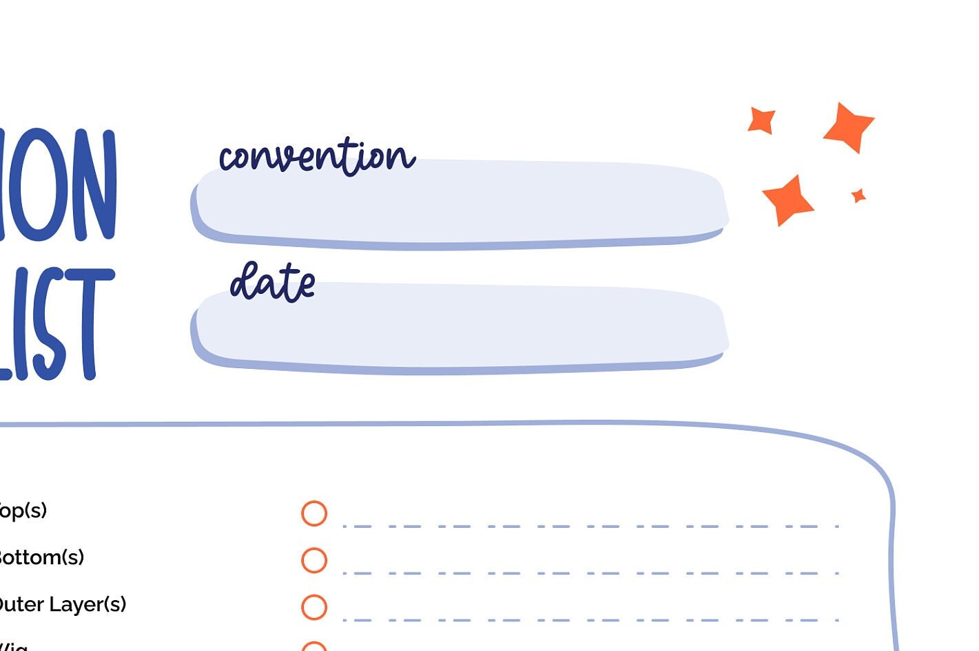 CONVENTION PACKING LIST 3 Cosplay Slots Convention Packing - Etsy