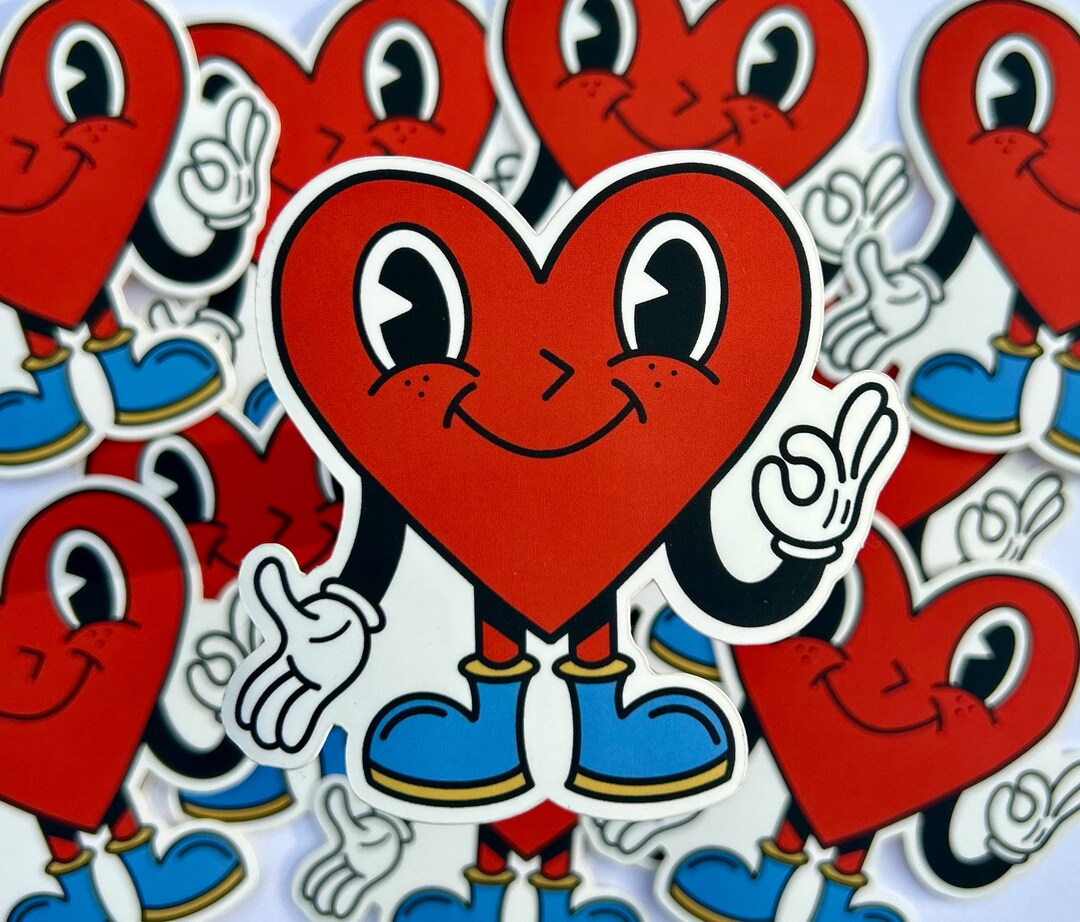 Retro Heart Guy Sticker - Etsy
