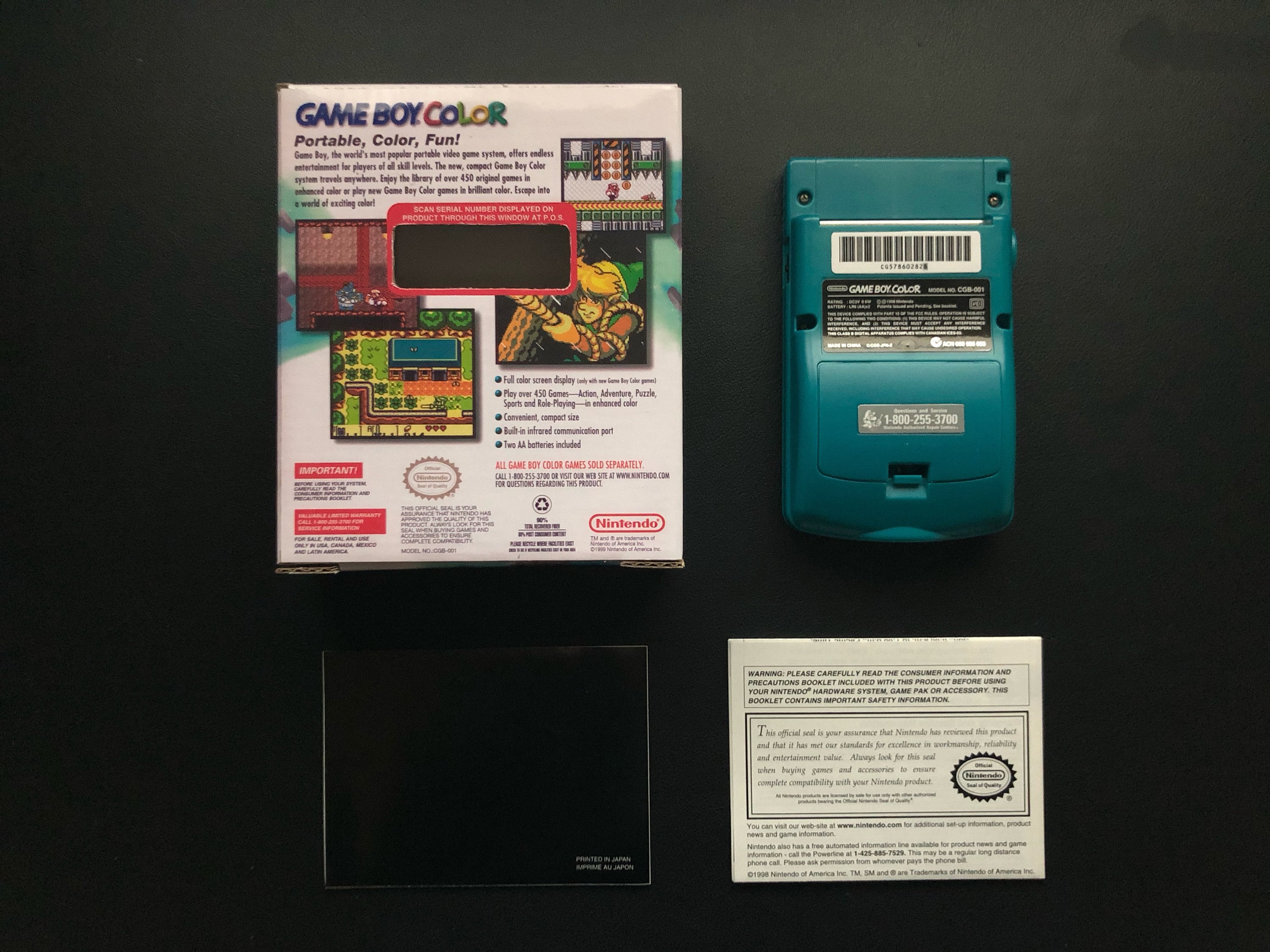 Nintendo Game Boy Color Teal Blue Console NTSC Complete in Box CIB - Etsy