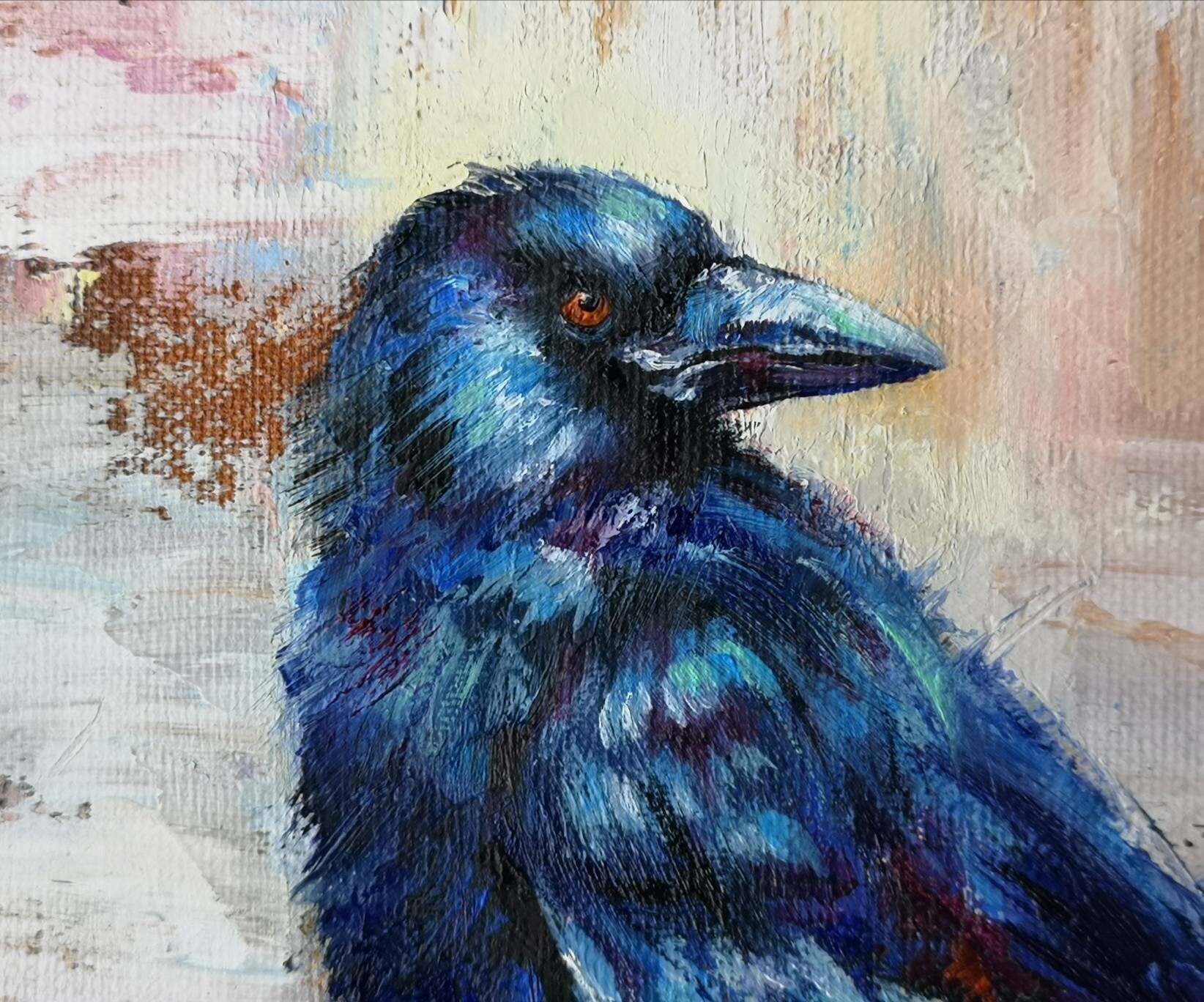 Raven. Original oil painting on canvas board. Handpainted | Etsy