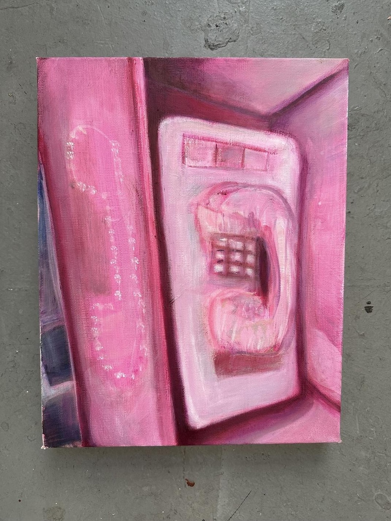 Pink Payphone || Oil on Canvas - Etsy