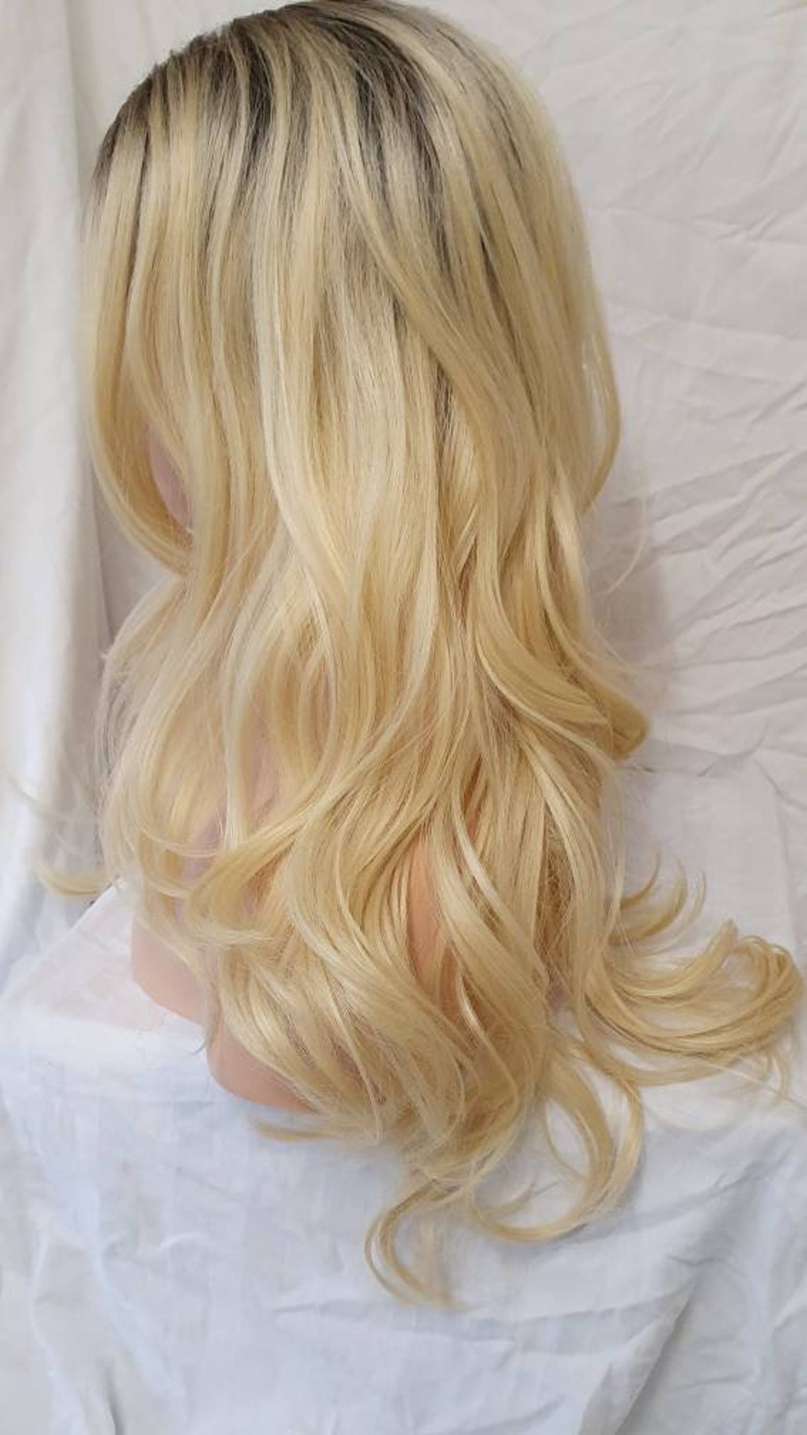 Poppy Ombre Lace Front Blonde Human Hair Blend Wig Long Dark | Etsy