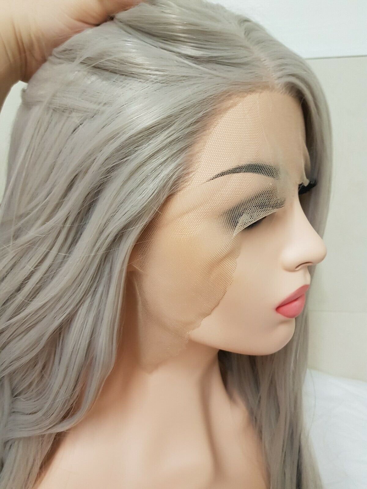 Silver Grey Light Synthetic Hair Wig Lace Front Transparent | Etsy
