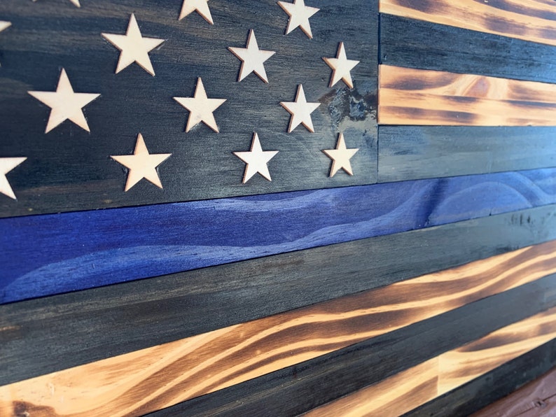 Thin Blue Line Wood Flag - Etsy