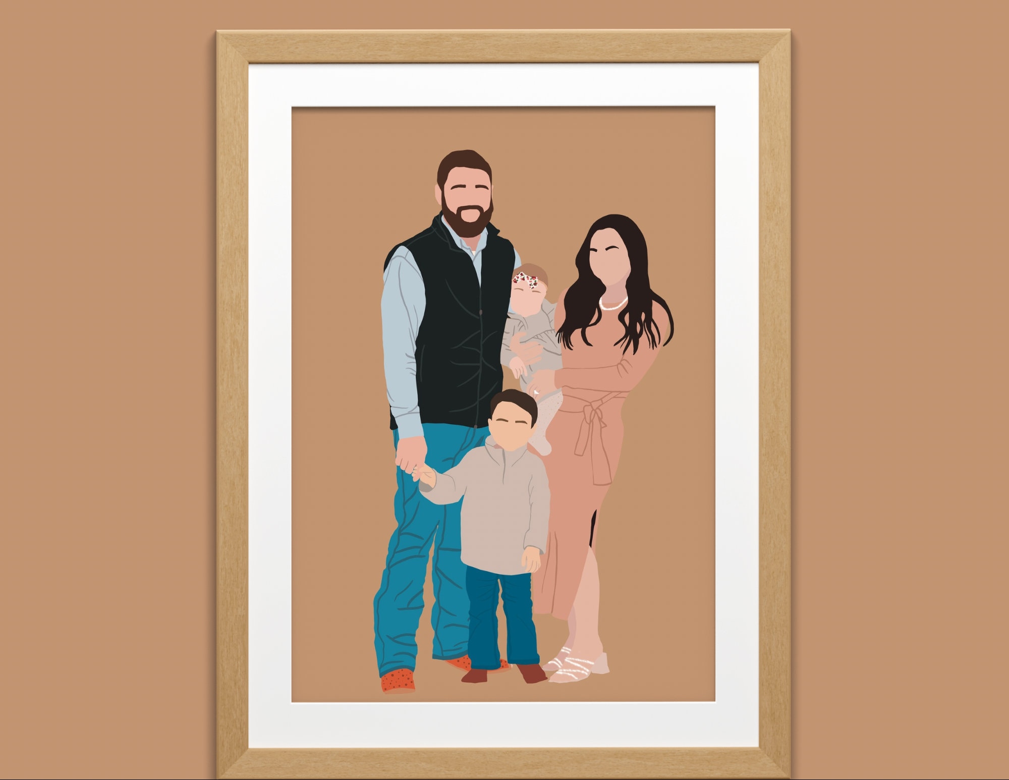 Digital Faceless Family Portrait/ 11 FAMILY/ Personalize/ Anniversary ...