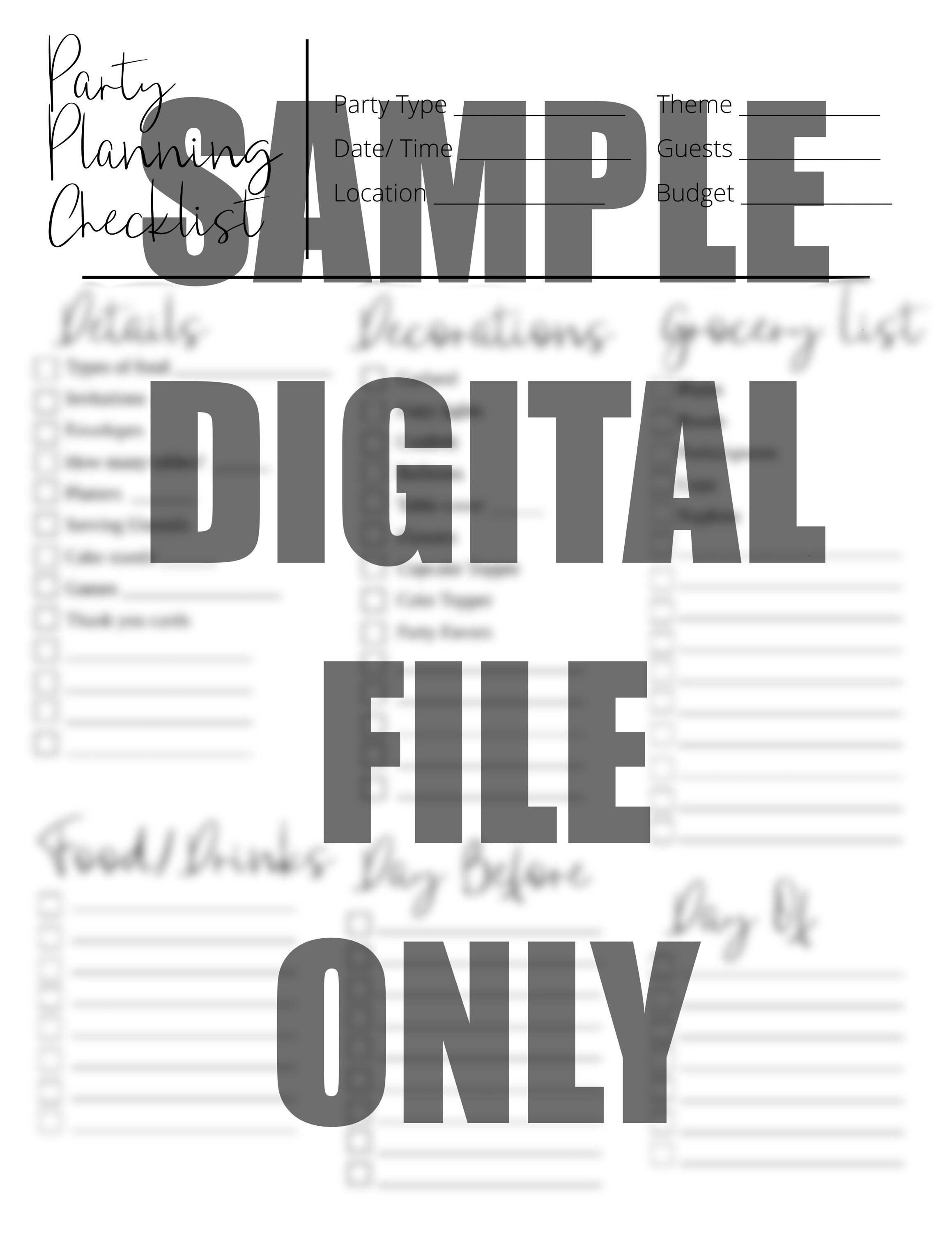 Ultimate Party Planner + Organizer - Minimalist Design - Etsy