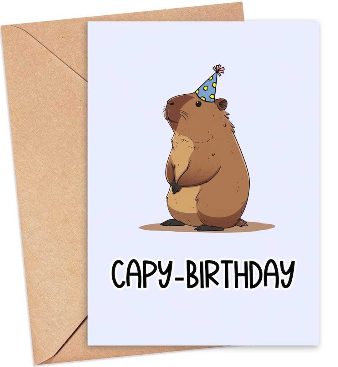 Capybara Birthday Card Printable Kids Birthday Card, Funny Birthday ...