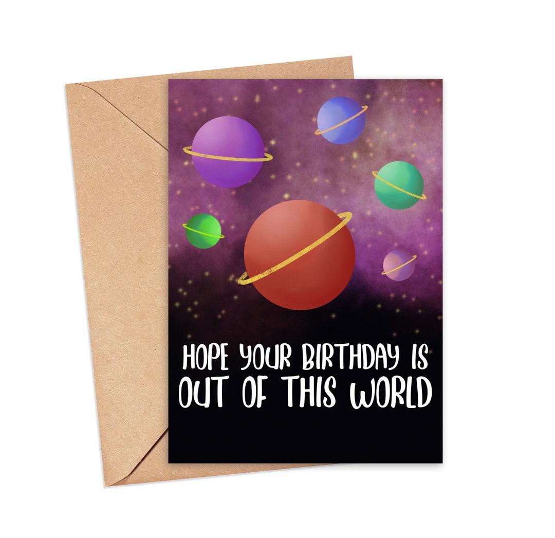 Funny Birthday Card, Space Theme Birthday Card, Cute Birthday Card ...