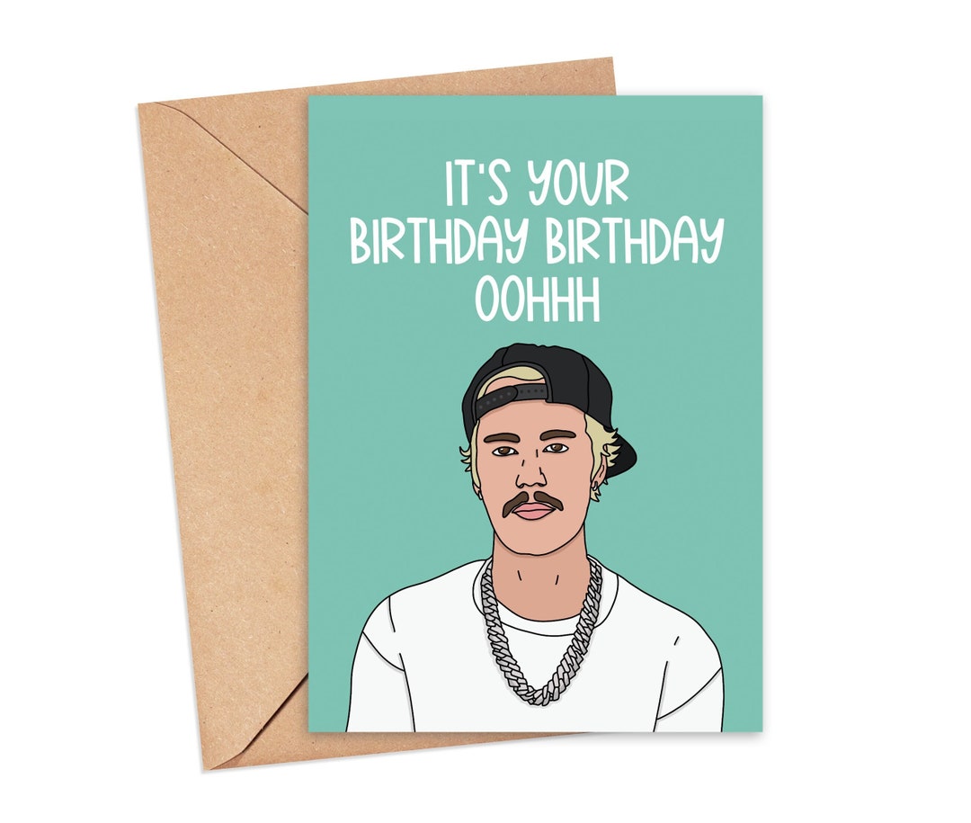 Justin Bieber Birthday Card, Funny Birthday Card for Wife, Girlfriend ...