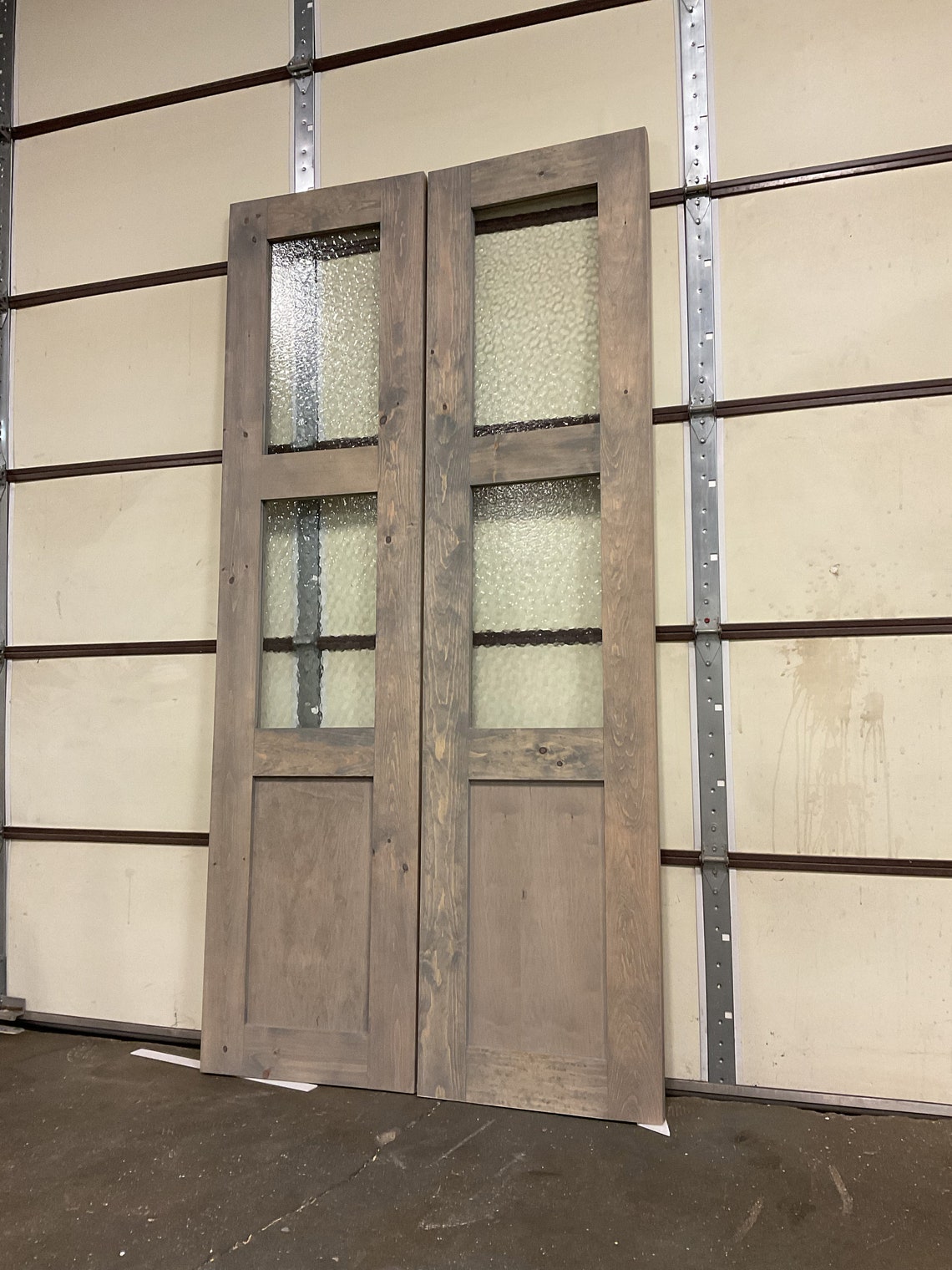 3 Panel Shaker Style Barn Doors With Tempered Glass Panels - Etsy
