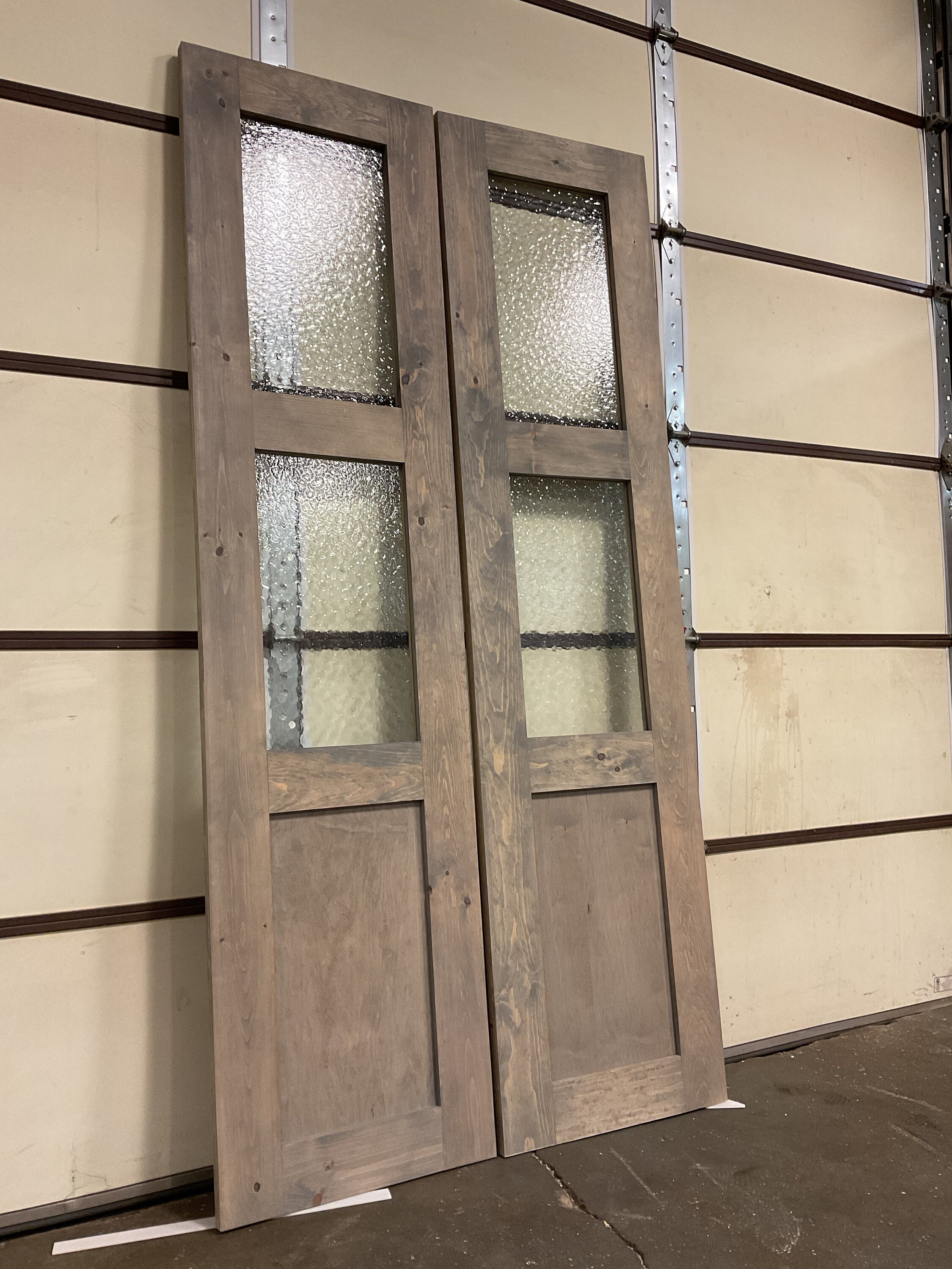 3 Panel Shaker Style Barn Doors With Tempered Glass Panels - Etsy