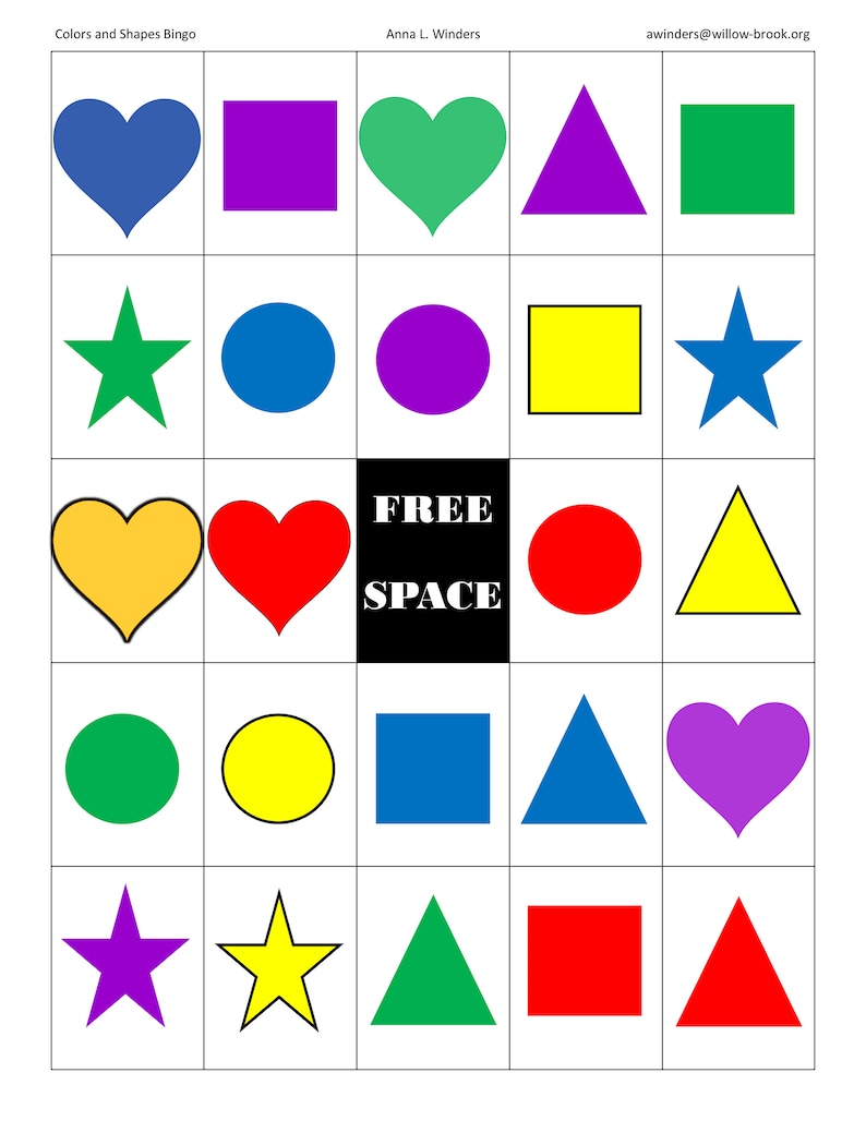 Colors and Shapes Bingo - Etsy