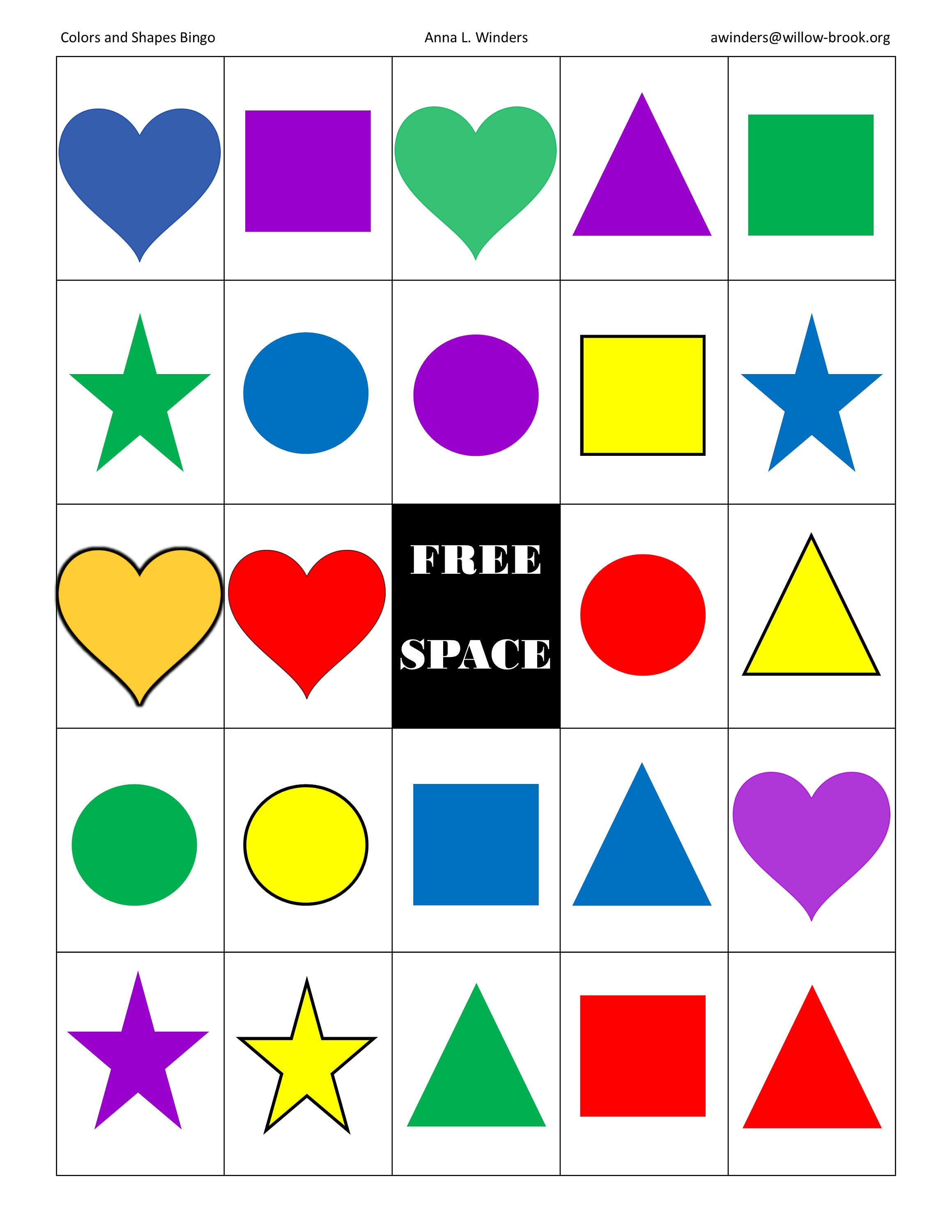 Colors and Shapes Bingo - Etsy