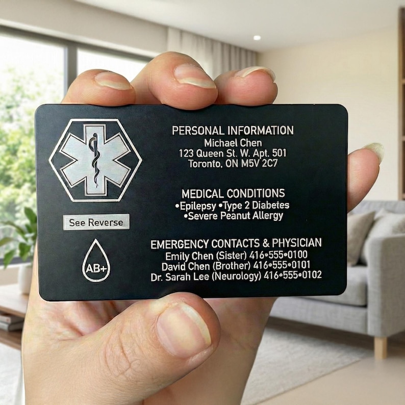 Custom Engraved Aluminum Medical ID Card - Etsy Australia