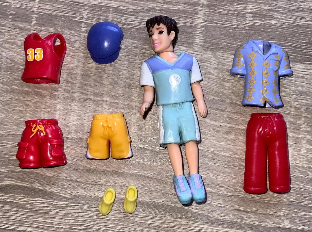 Polly Pocket Dolls Rooted Hair Rubber Clothing L Magnetic Clothing and ...