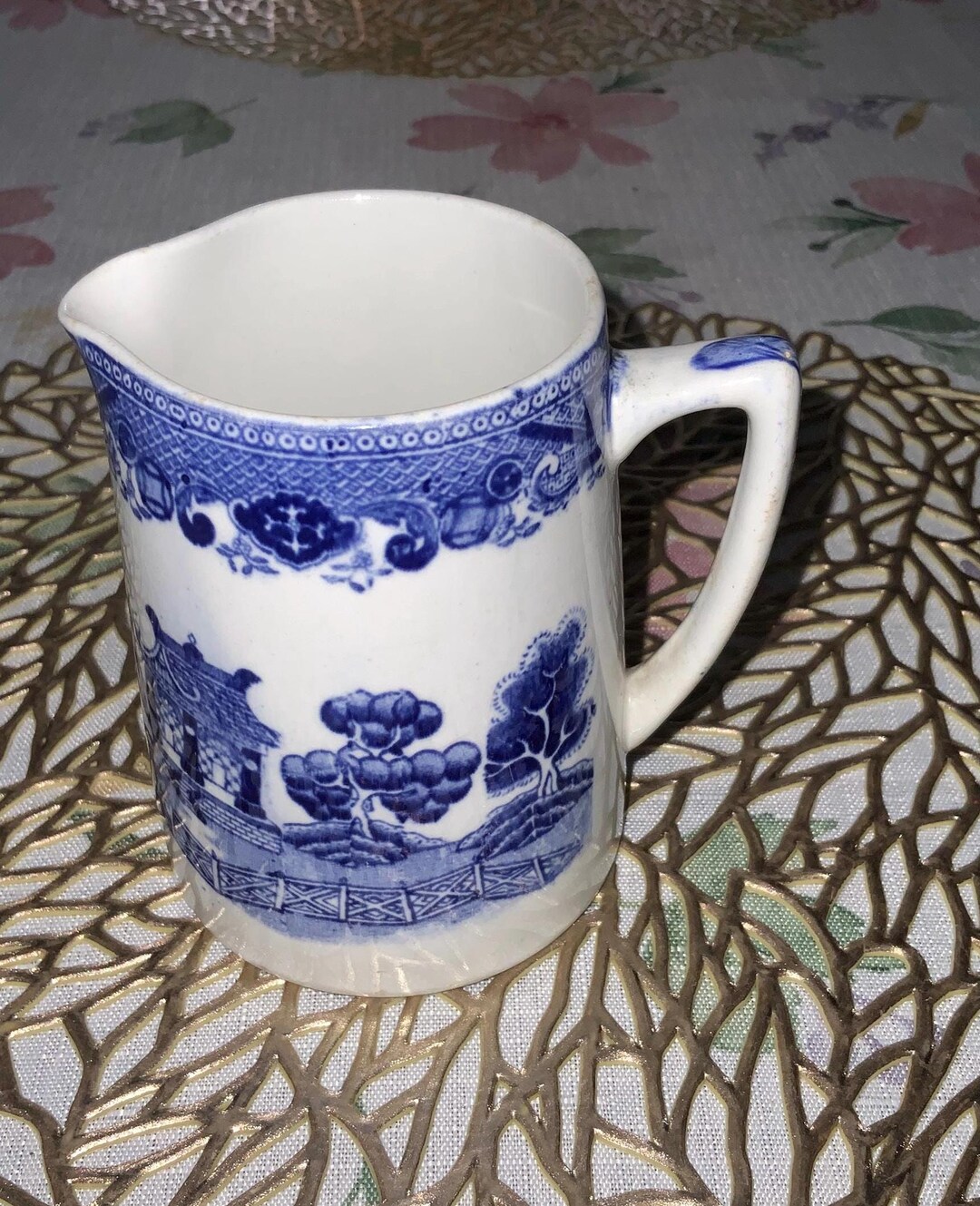 Vintage Bristol Pountney Willow Creamer: Blue & White Transferware ...